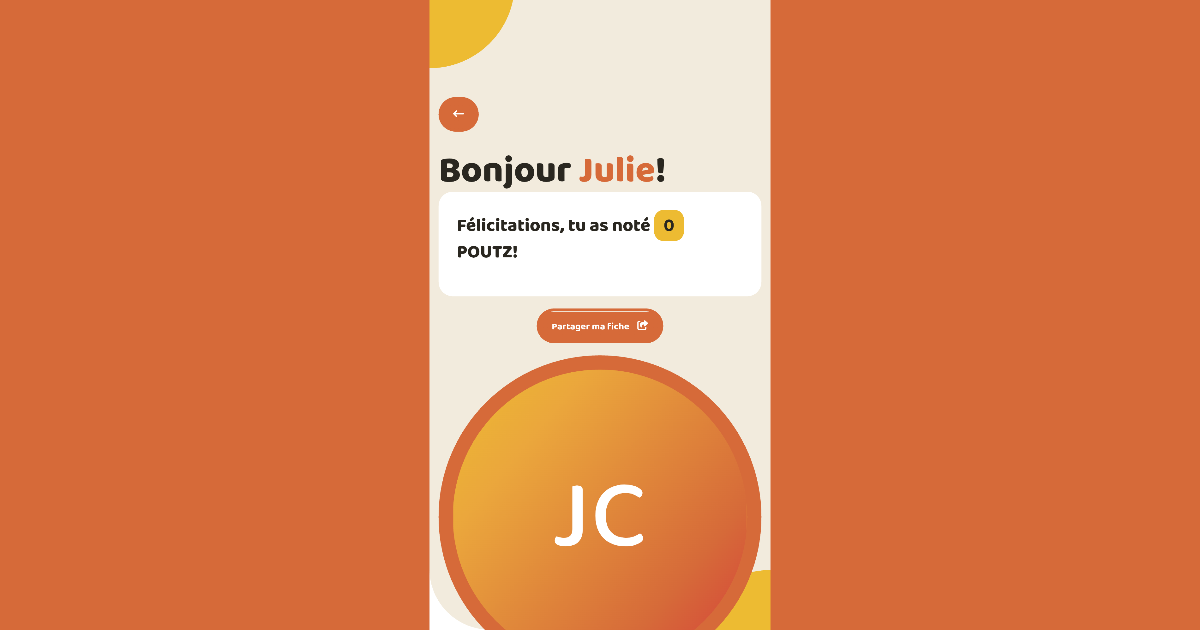 Julie Chartier a le badge Nouveau POUTZeur sur POUTZ ta note!